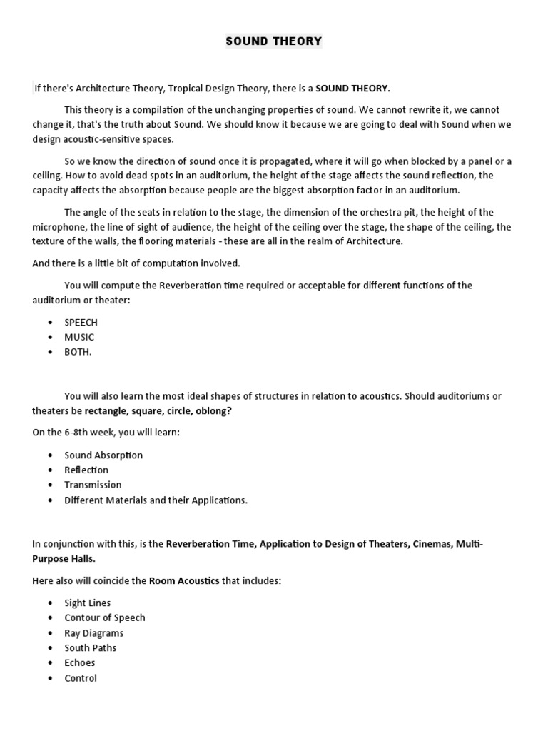 Sound Theory | Download Free PDF | Acoustics | Sound