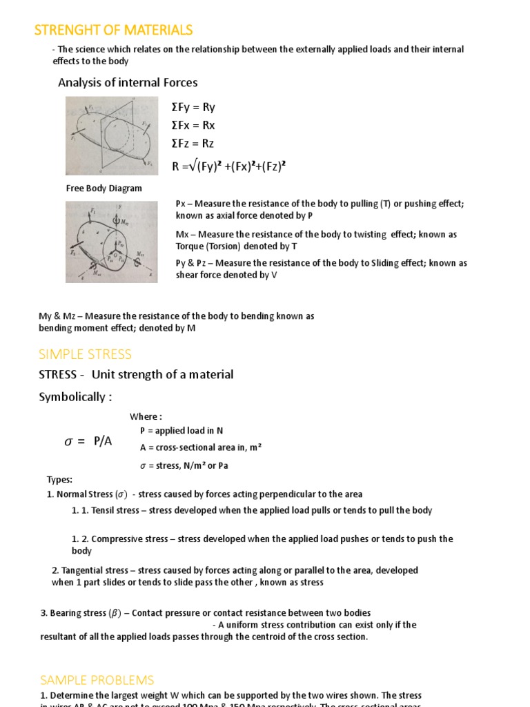Strenght of Materials (Chapter I) | PDF | Stress (Mechanics) | Screw