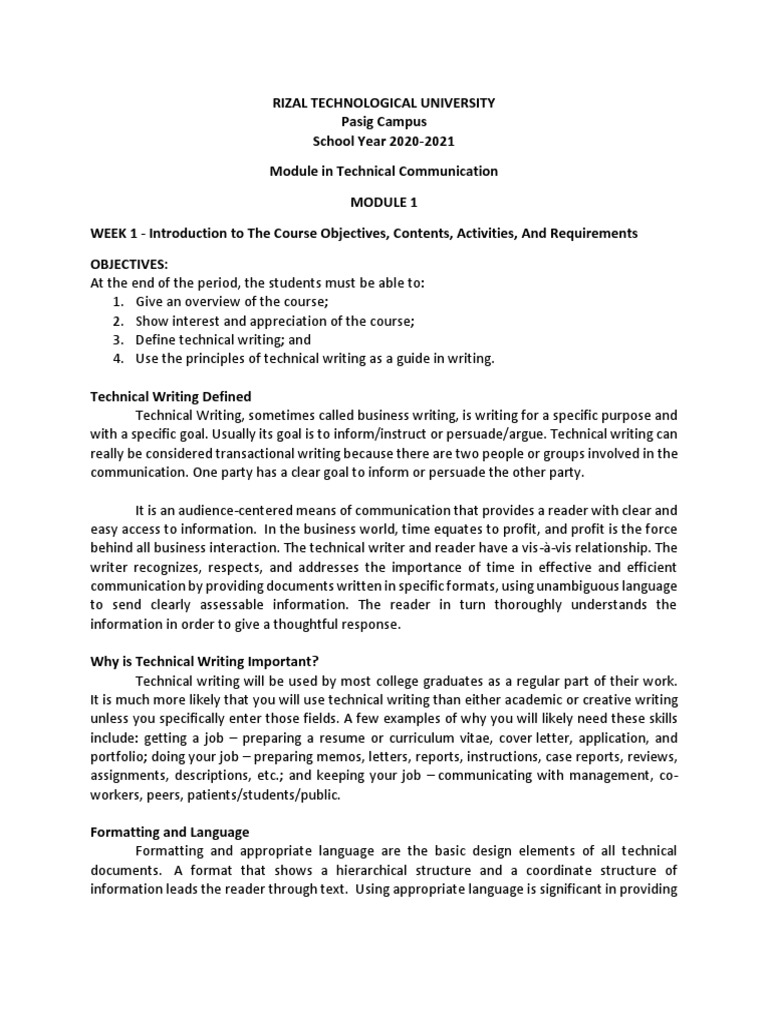 Technical Communication Module Overview | PDF | Technical Communication ...