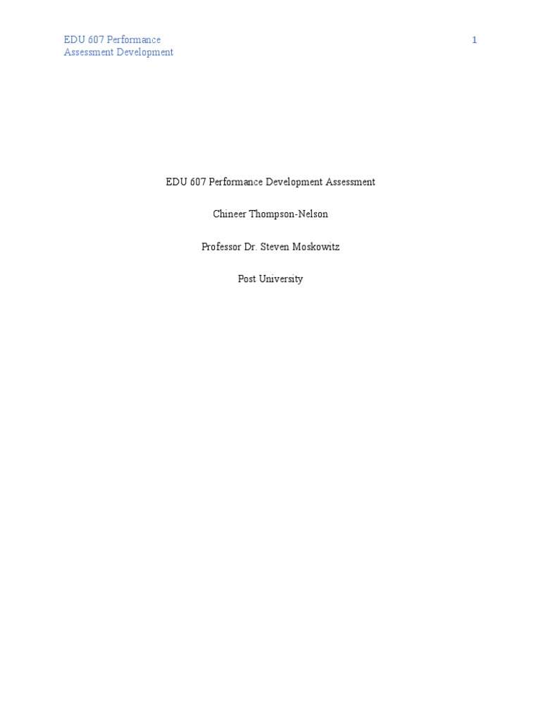 Edu 607 Performance Development Assessment Pdf Educational