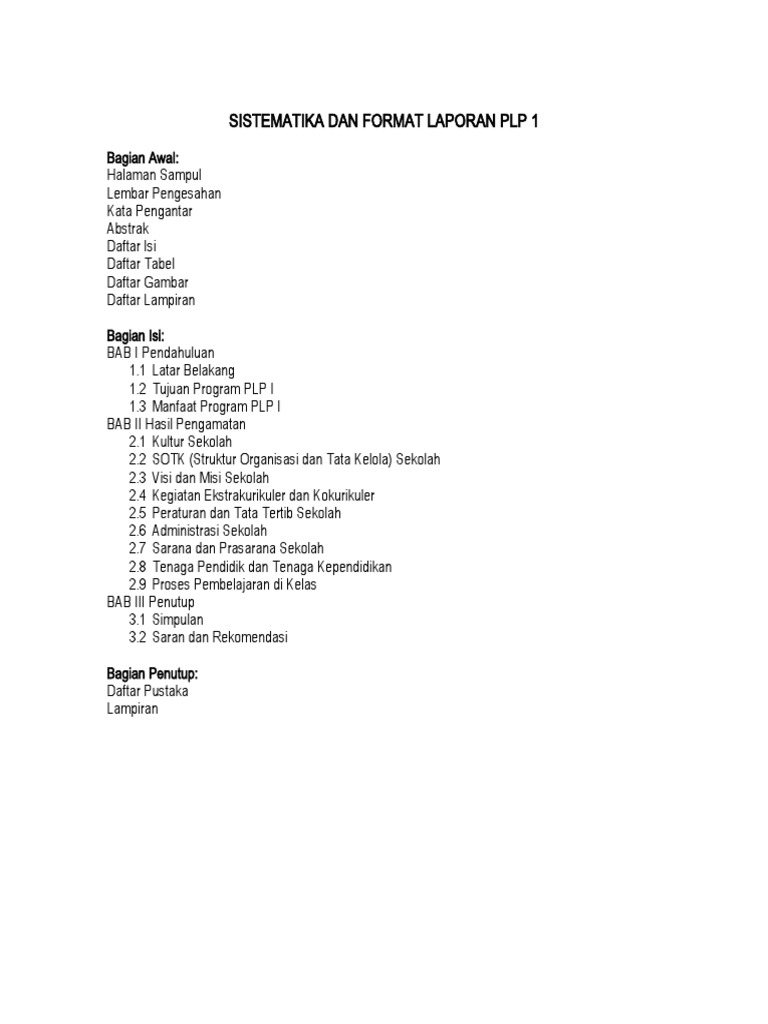 Format Laporan PLP 1 Unsyiah | PDF