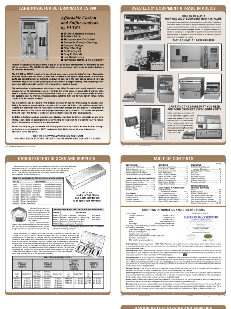 Alpha Metallography Catalog | PDF | Aluminium Oxide | Abrasive