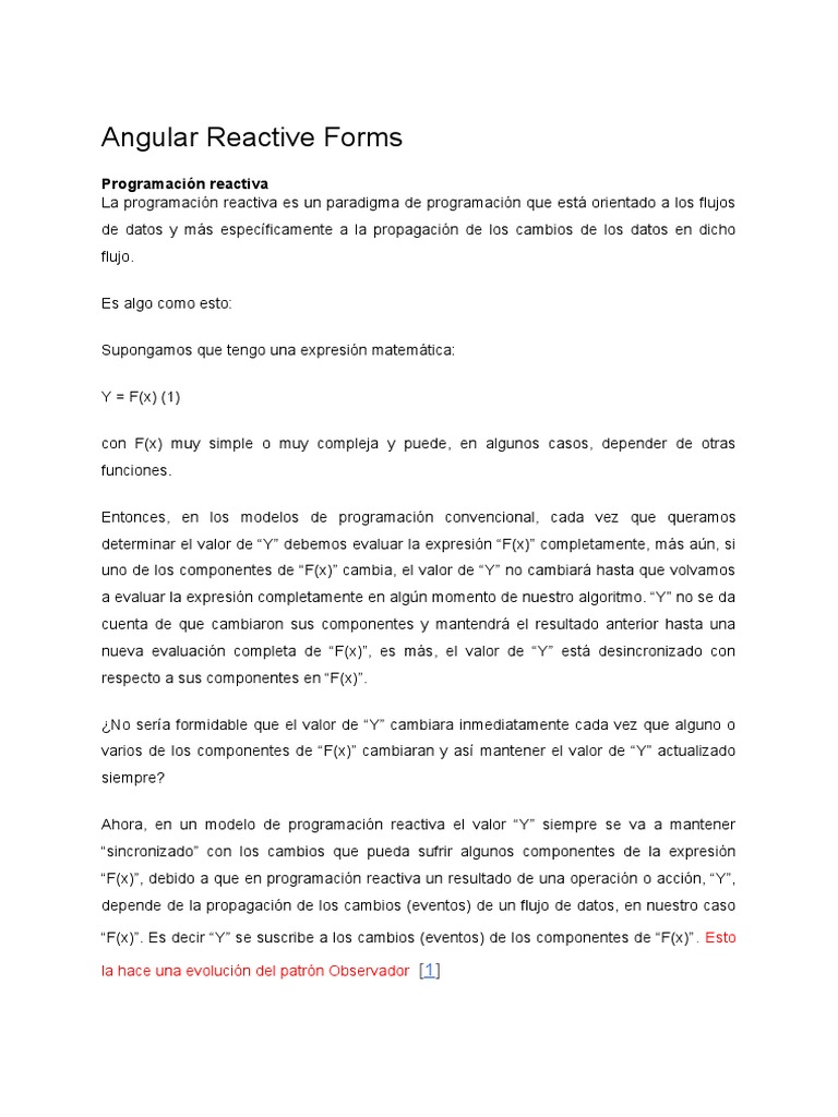 Formularios Reactivos en Angular | PDF | Programación de computadoras | Lenguaje de programación