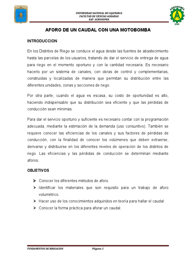 Cómo aforar un caudal utilizando una motobomba y el método volumétrico ...
