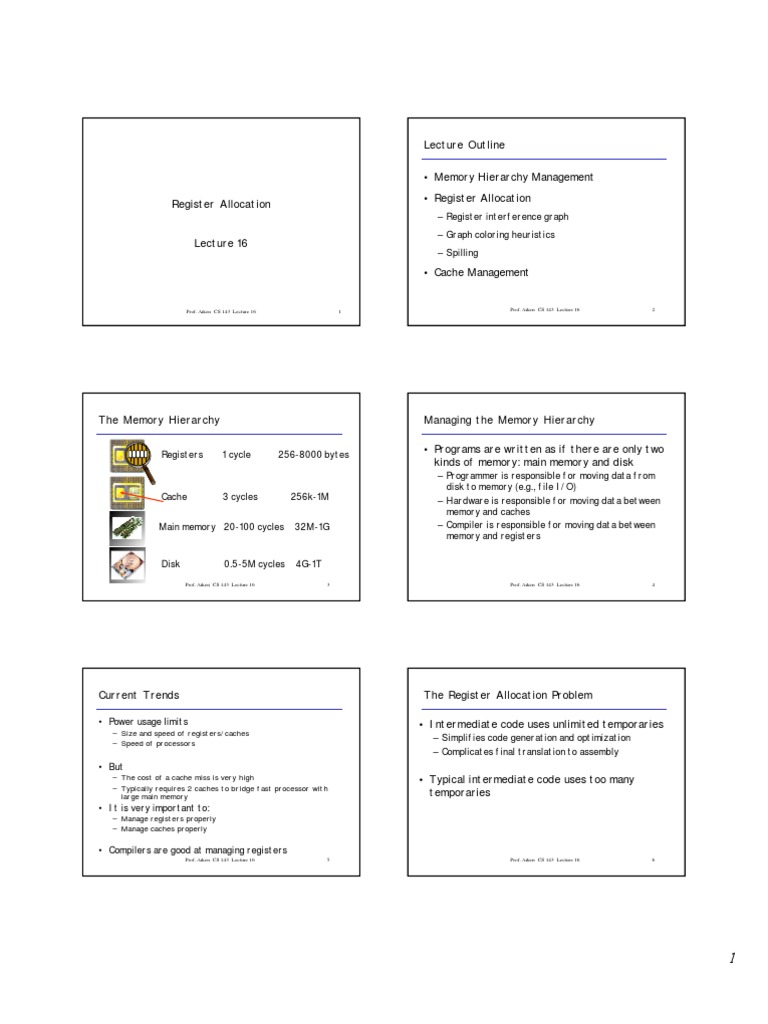 Lecture Outline: Prof. Aiken CS 143 Lecture 16 1 Prof. Aiken CS 143 Lecture 16 2 | PDF | Program ...