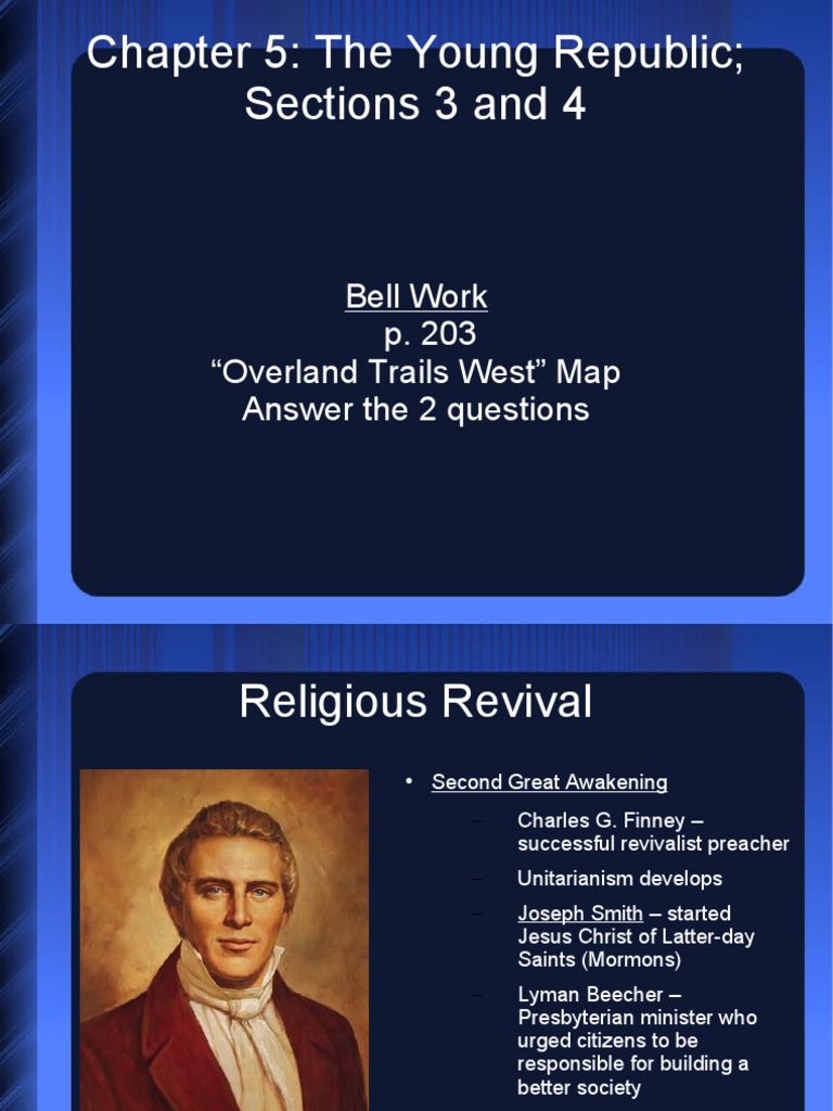 Chapter 5: The Young Republic Sections 3 and 4: Bell Work P. 203 ...