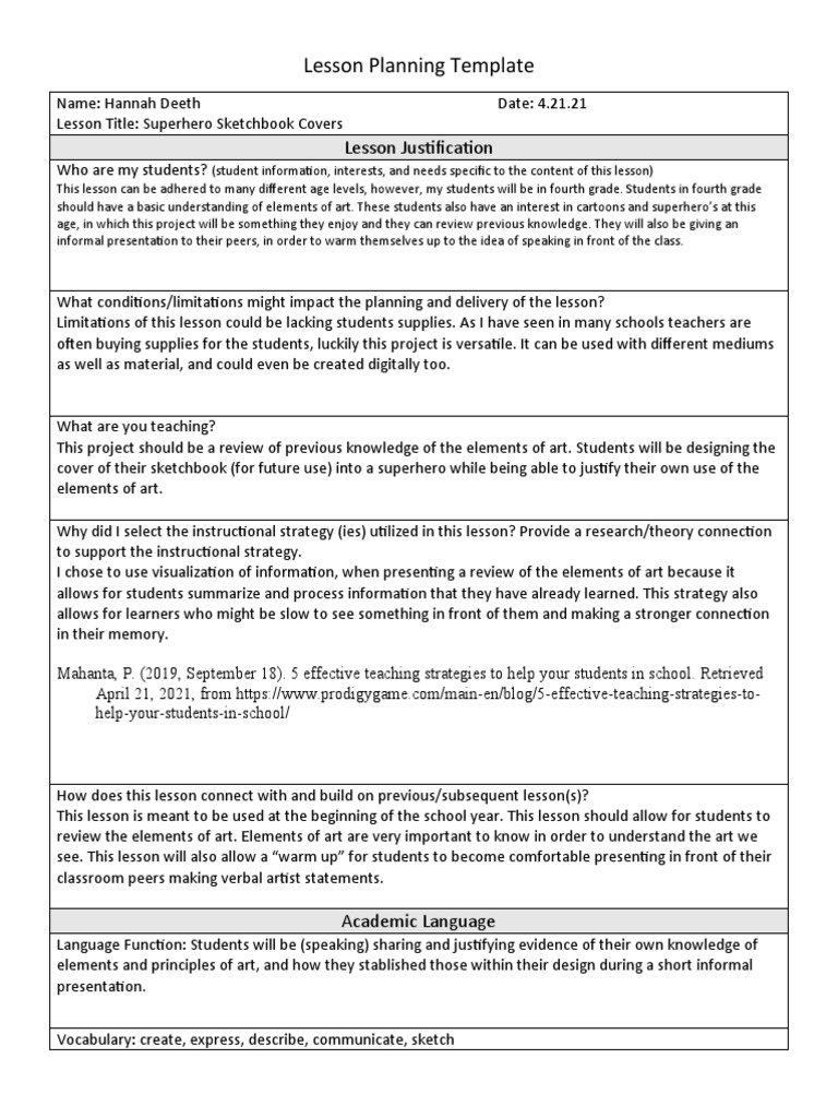 Lesson Planning Template Edtpa 2021 2 | Download Free PDF | Teachers ...