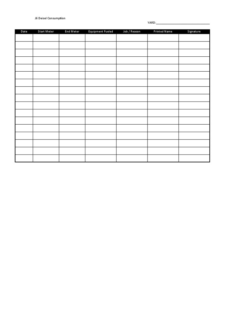 Diesel Consumption Record Template | PDF