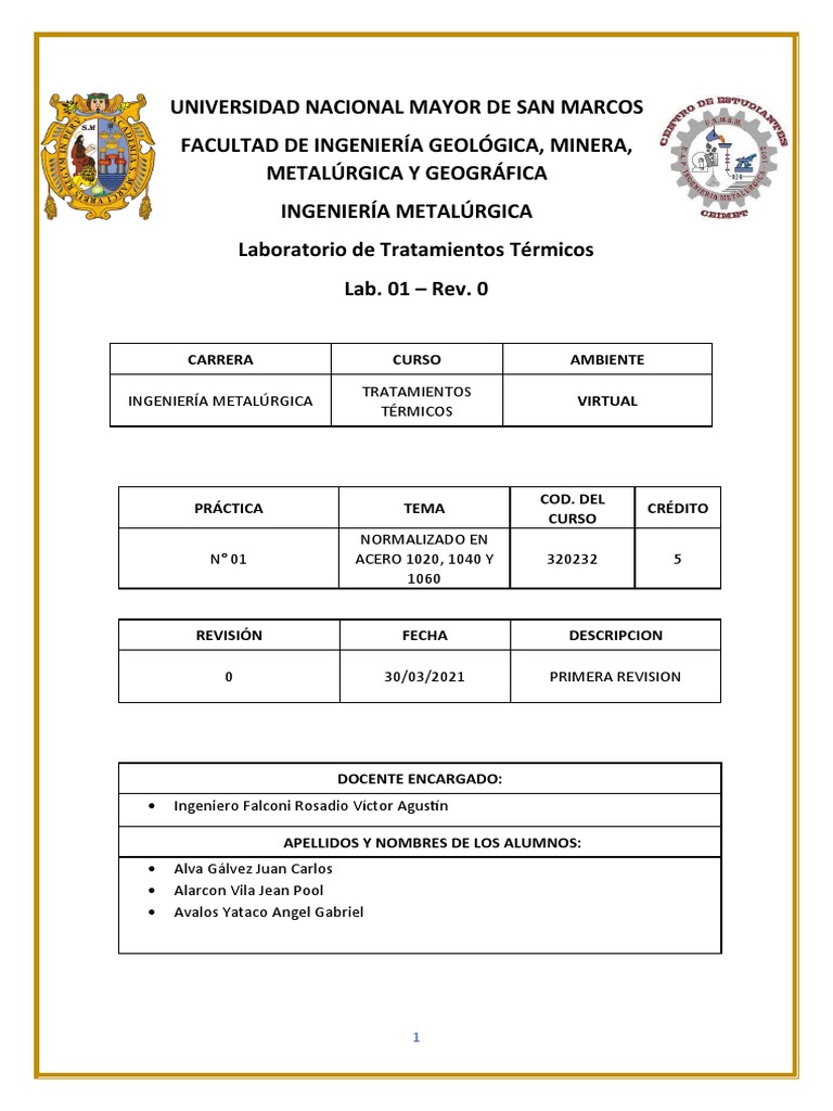 Normalizado en Aceros 1020, 1040 y 1060 | PDF | Tratamiento a base de ...