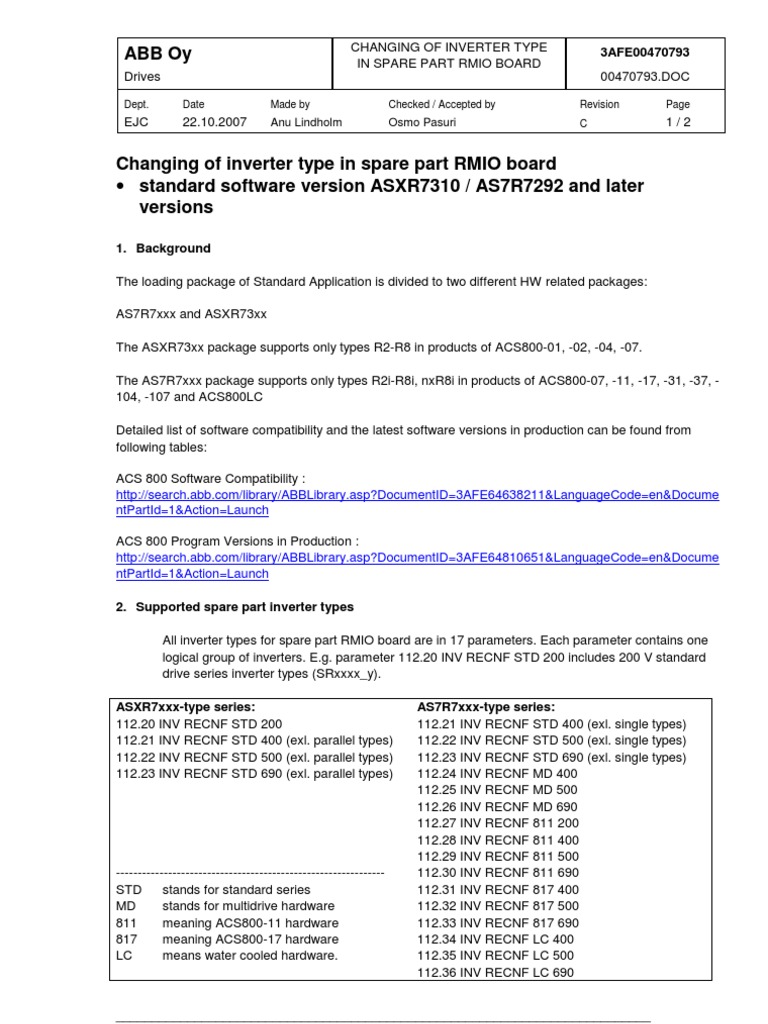 Acs 800 | PDF | Parameter (Computer Programming) | Power Inverter