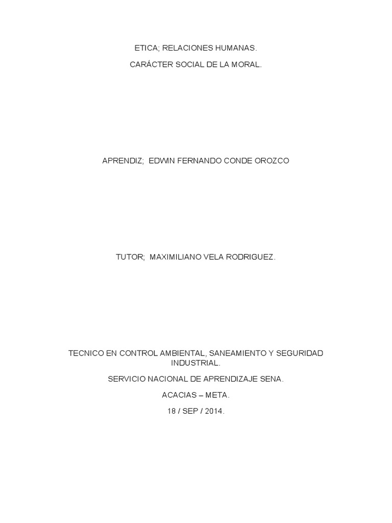 Carácter Social de La Moral. | PDF | Moralidad | Comportamiento