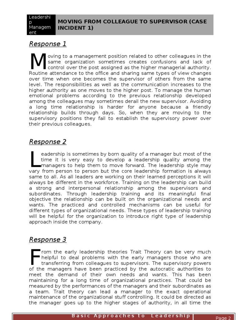 Case Incident 1 | PDF | Leadership | Psychology