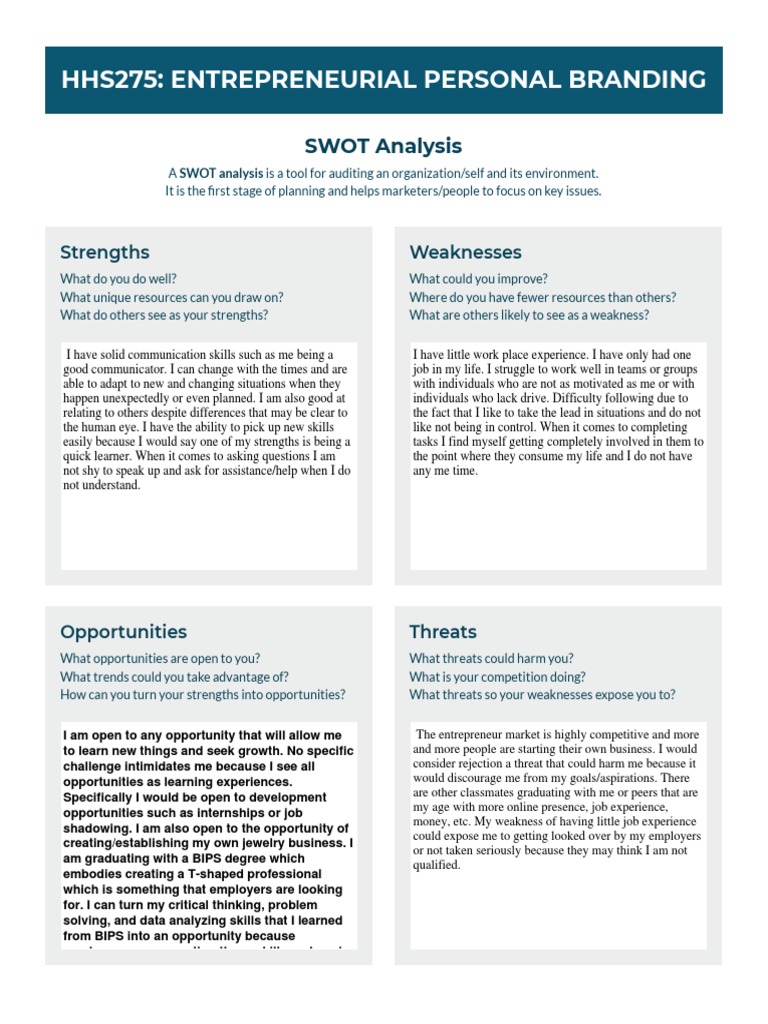 hhs275 Swot Analysis Worksheet 1 Olivia Nau | PDF | Swot Analysis ...