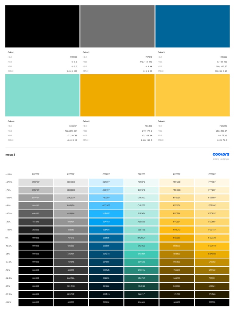 Color Palette Blue and Yellow | PDF | Rgb Color Model | Computer Graphics