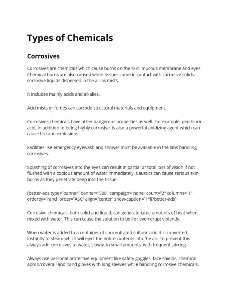 Types of Chemicals | PDF | Physical Chemistry | Materials