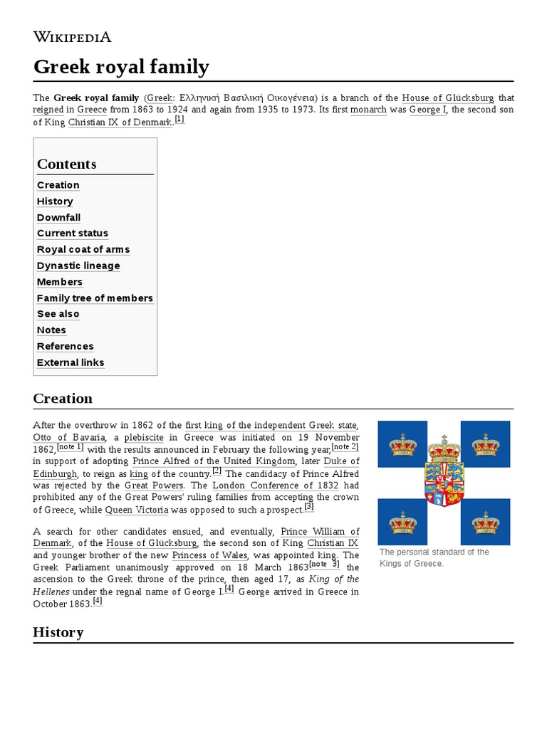 Greek Royal Family | PDF | Monarchy | Royalties