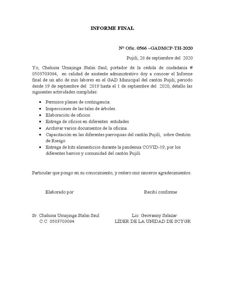 Informe de Actividades GADMCP Pujilí 2020 | PDF | Finanzas y dinero ...