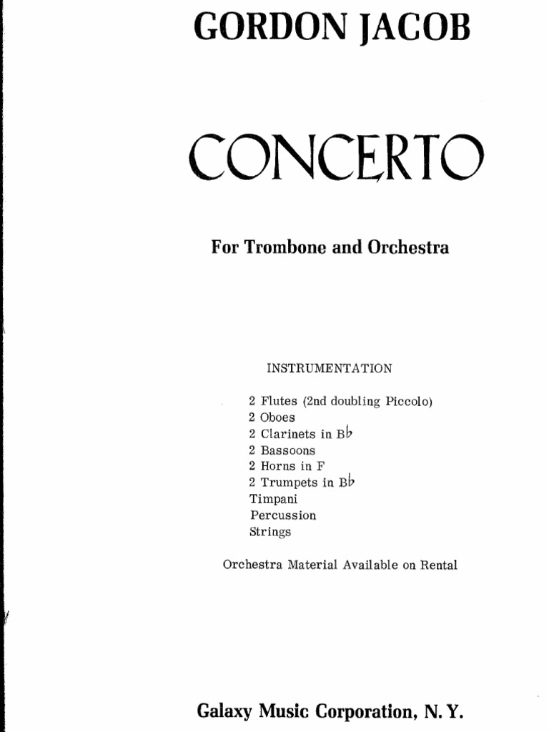 Gordon Jacob - Trombone Concerto (Piano) | PDF