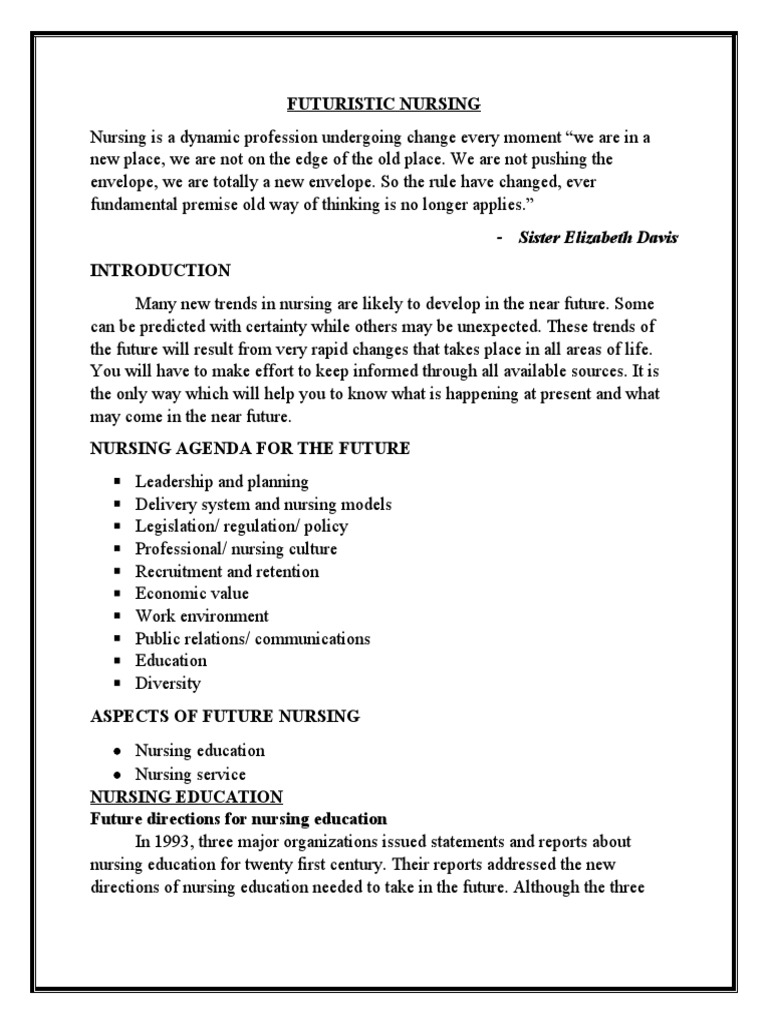 Futuristic Nursing | PDF | Nurse Practitioner | Nursing