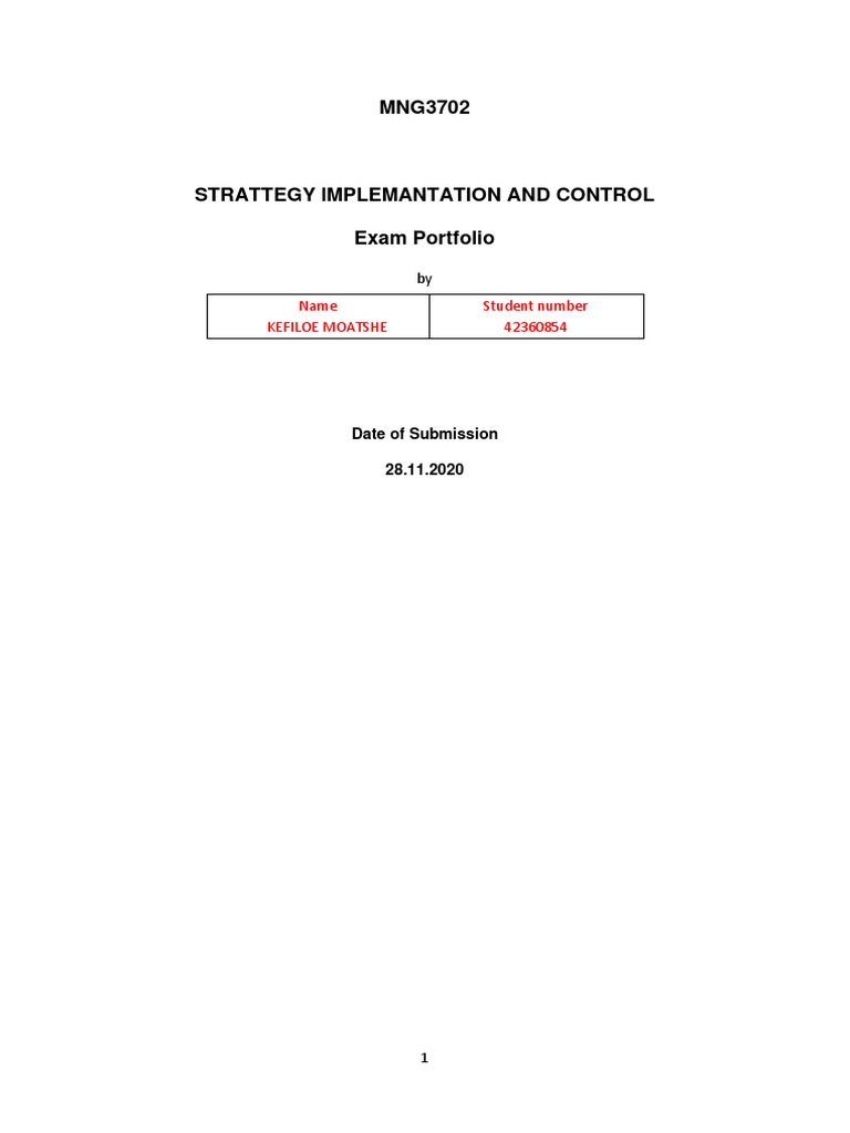 MNG3702 Strategy Implementation Guide | PDF | Organizational Culture ...