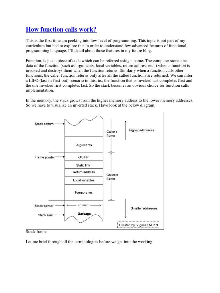 How Function Works | PDF | Subroutine | Pointer (Computer Programming)