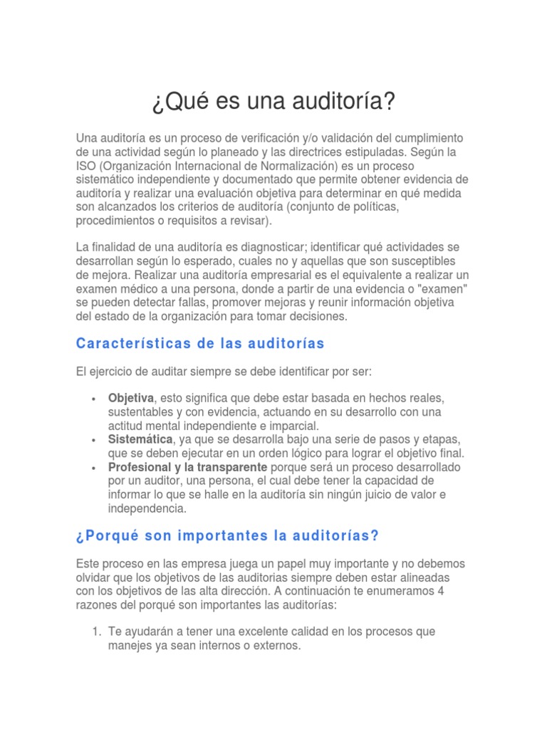 Qué Es Una Auditoría | PDF | Auditoría | Planificación