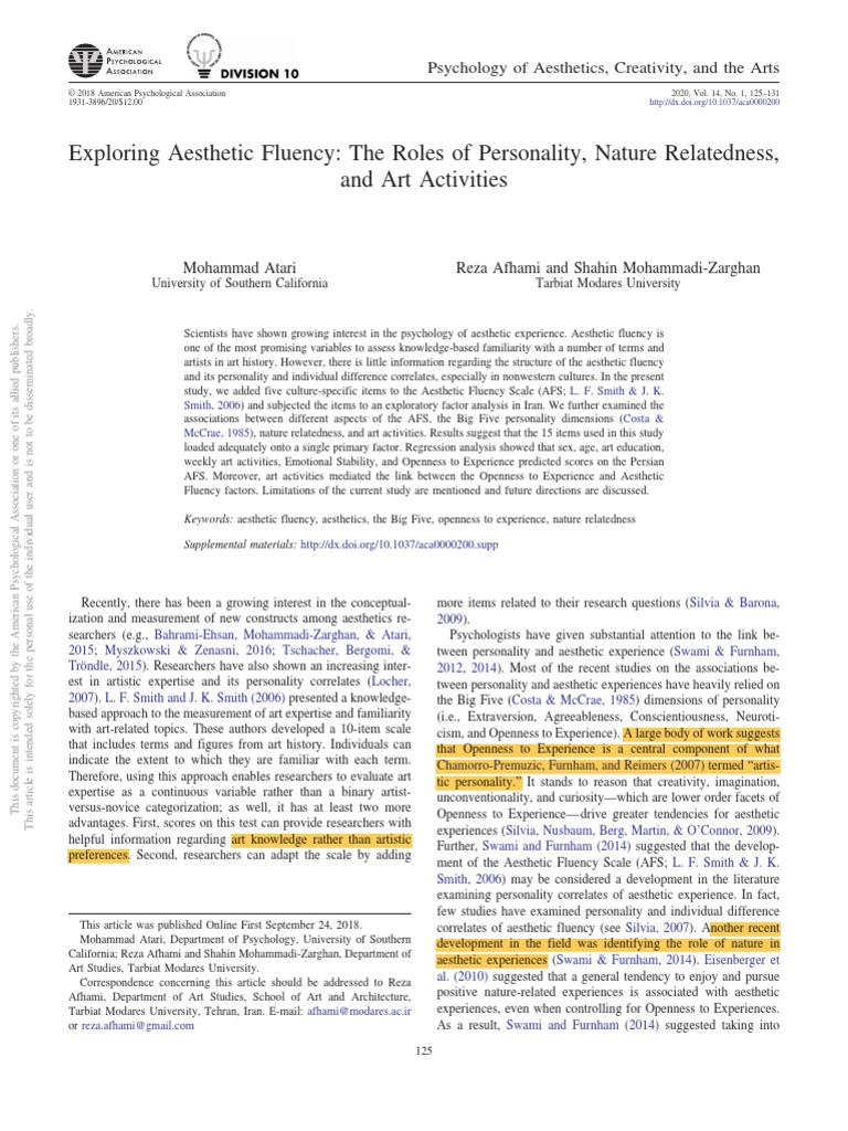 Psychology of Aesthetics | PDF | Factor Analysis | Dependent And ...