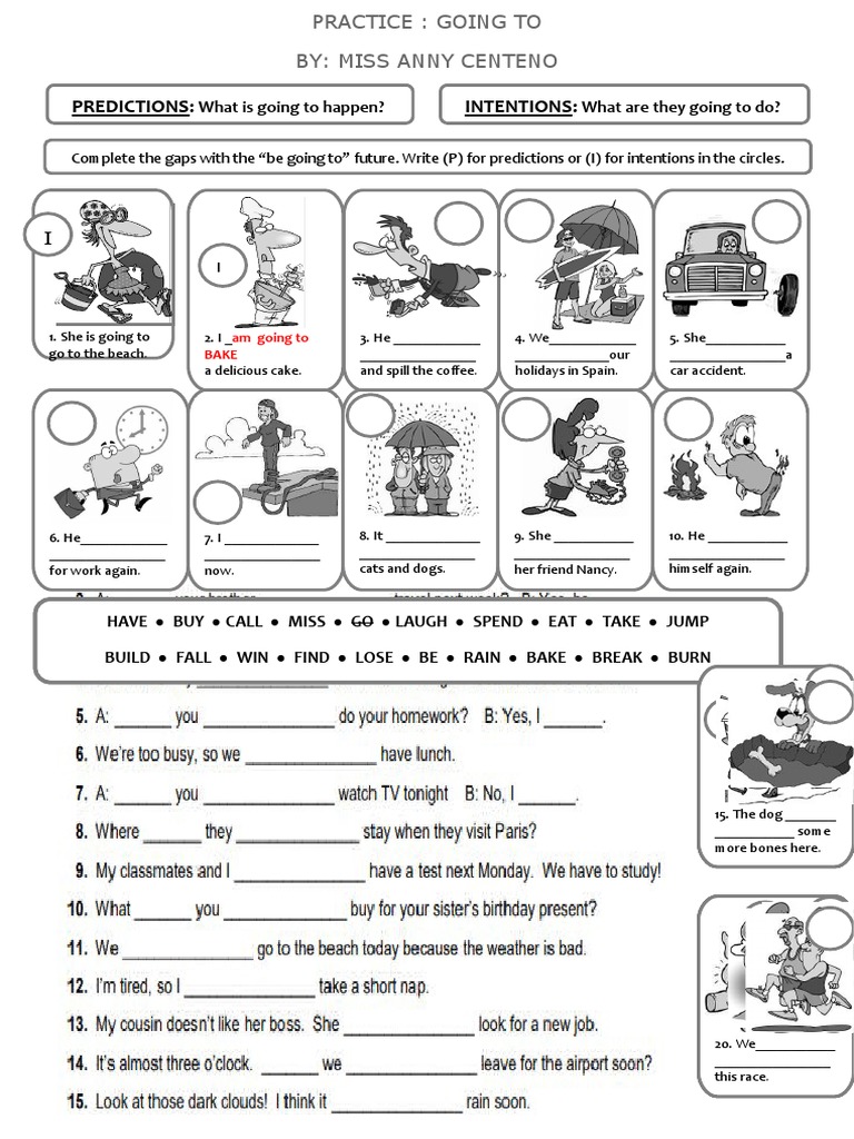 Practice: Going to - A Fill-in-the-Blank Exercise on Making Predictions ...