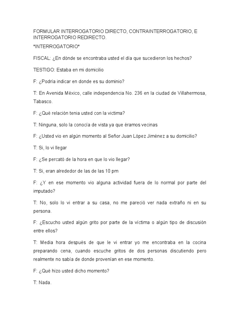 Formular Interrogatorio Directo | PDF