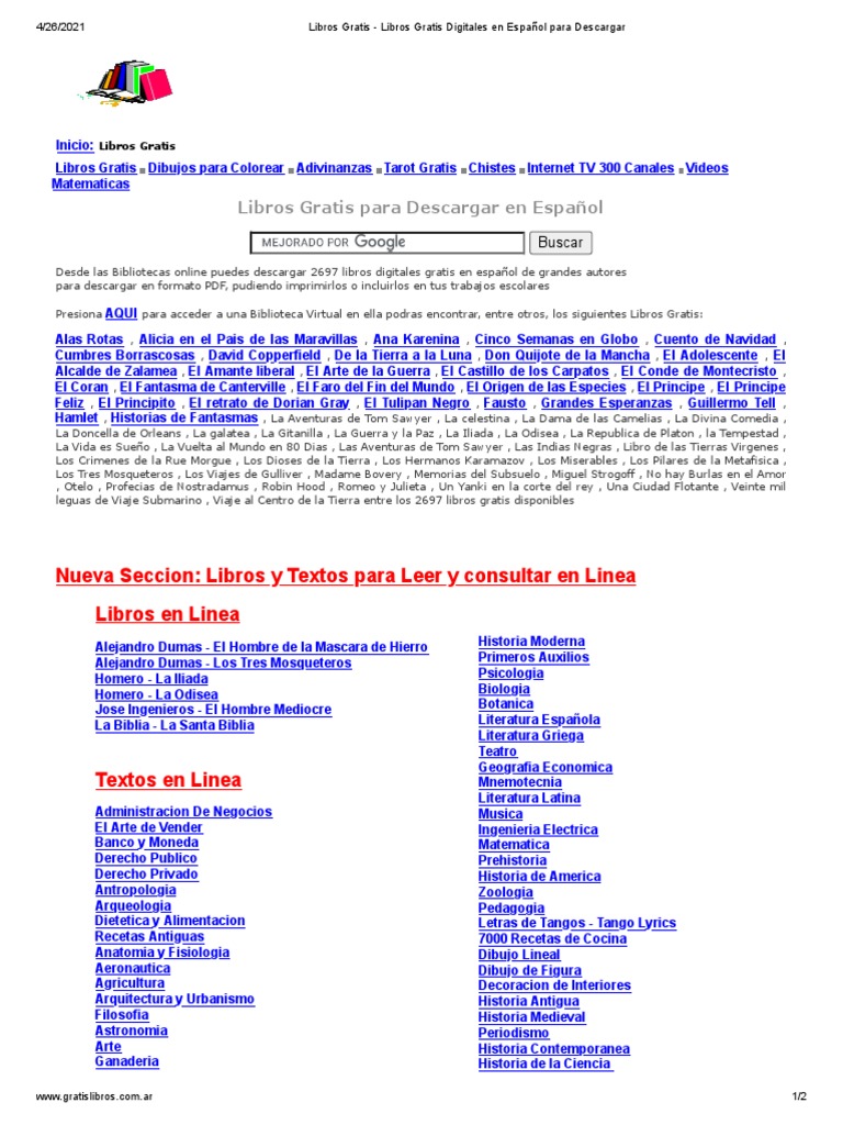 Libros Gratis para Descargar en Español: Nueva Seccion: Libros y Textos ...
