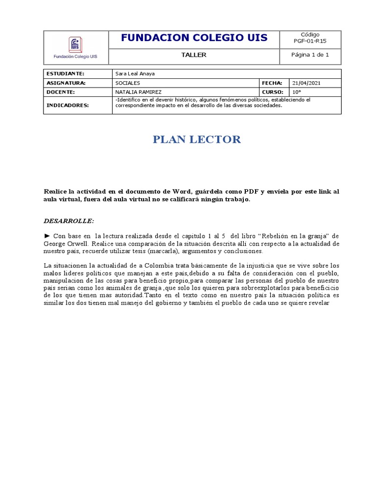 Plan Lector 1 | PDF