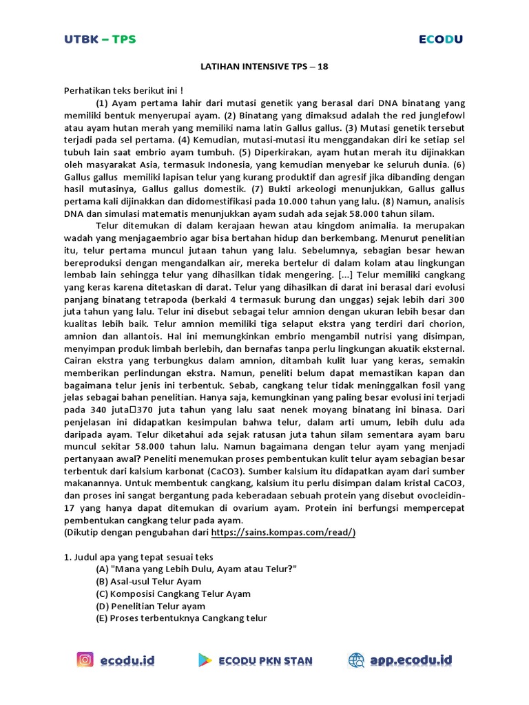 Tps - Soal Intensive 18 | PDF