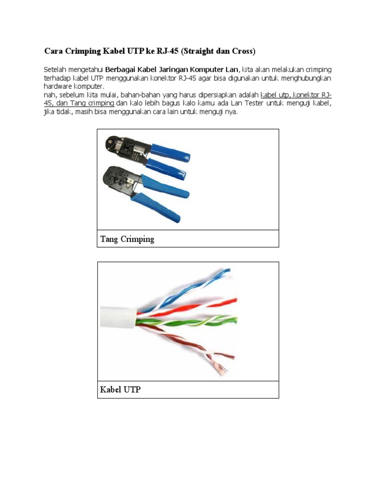 Cara Crimping Kabel UTP ke RJ-45 | PDF