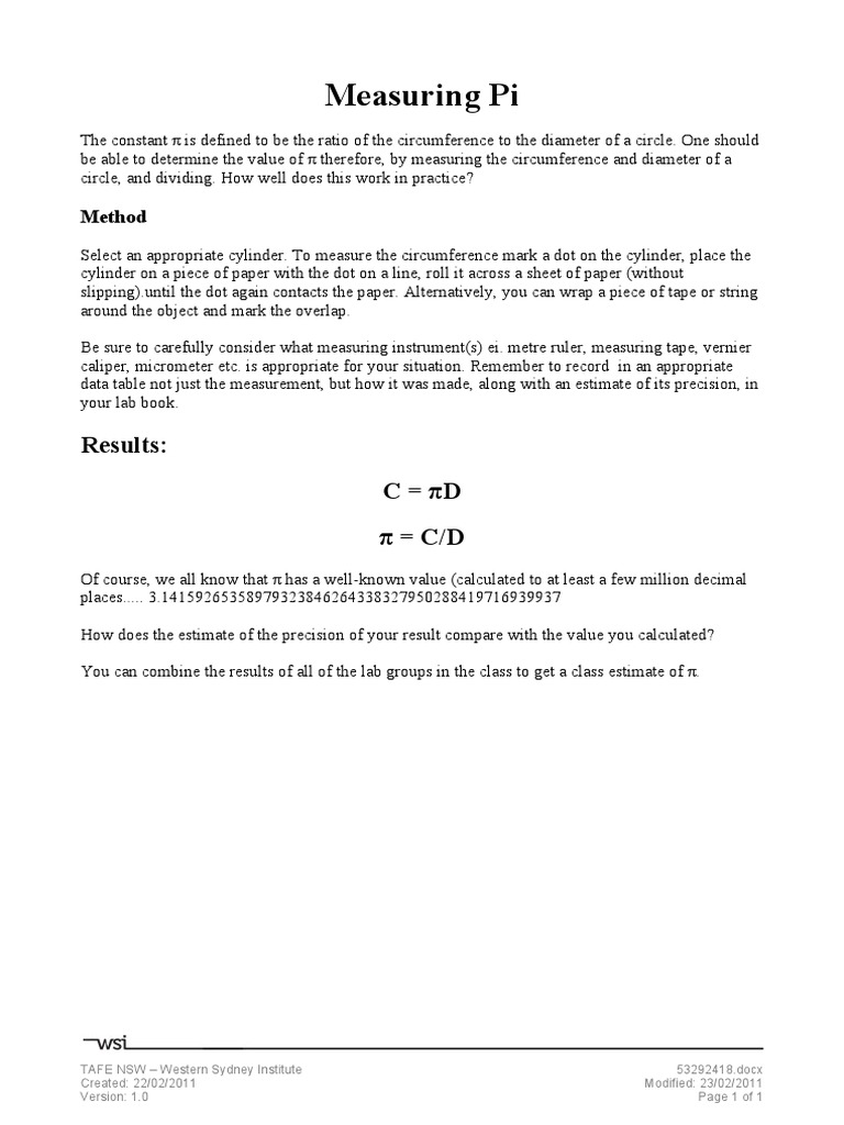 Measuring Pi: Practical Methods and Results | PDF | Technology ...