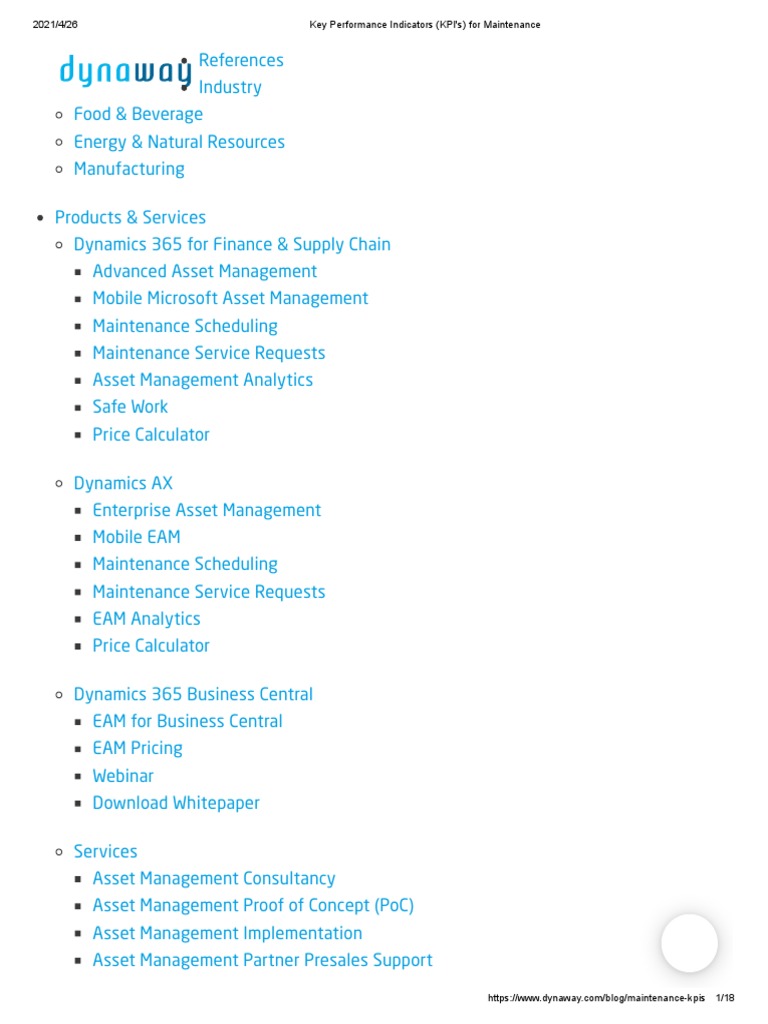 Key Performance Indicators (KPI's) For Maintenance | PDF | Performance ...