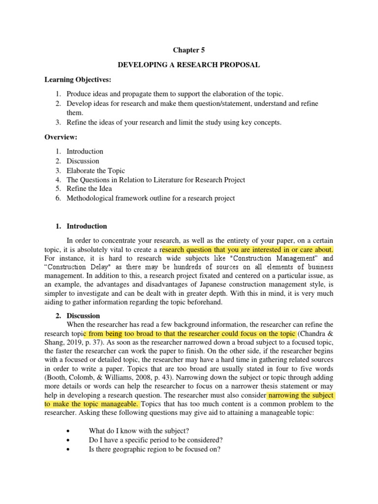 Chapter 5 - Developing A Research Proposal | PDF | Question ...