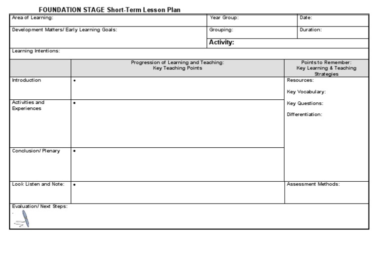 EYFS Lesson Plan Template KE | PDF | Business | Self-Improvement