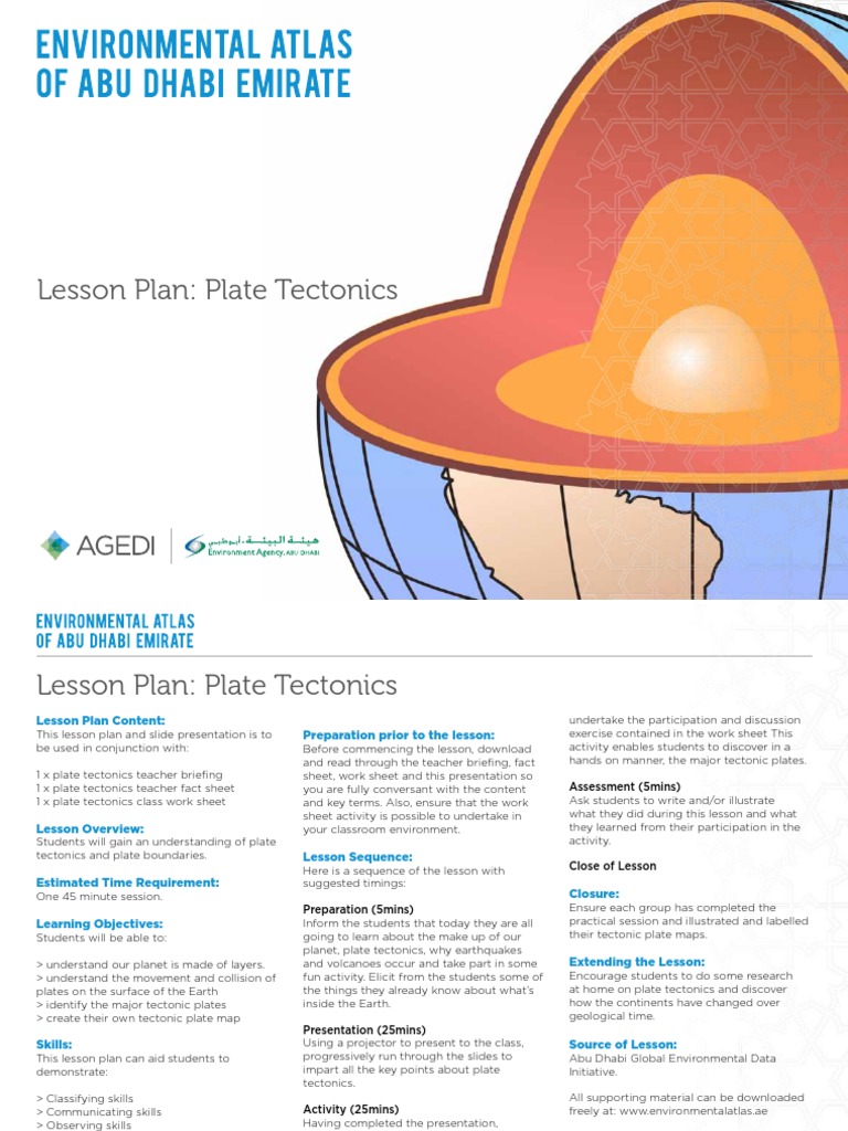 Lesson Plan Plate Tectonics | PDF | Plate Tectonics | Crust (Geology)