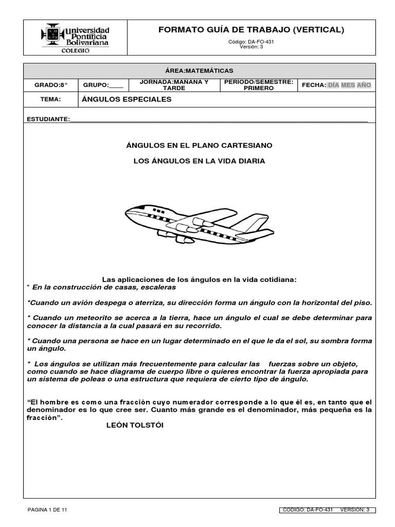 Actividades sobre Ángulos Especiales | PDF | Ángulo | Trigonometría
