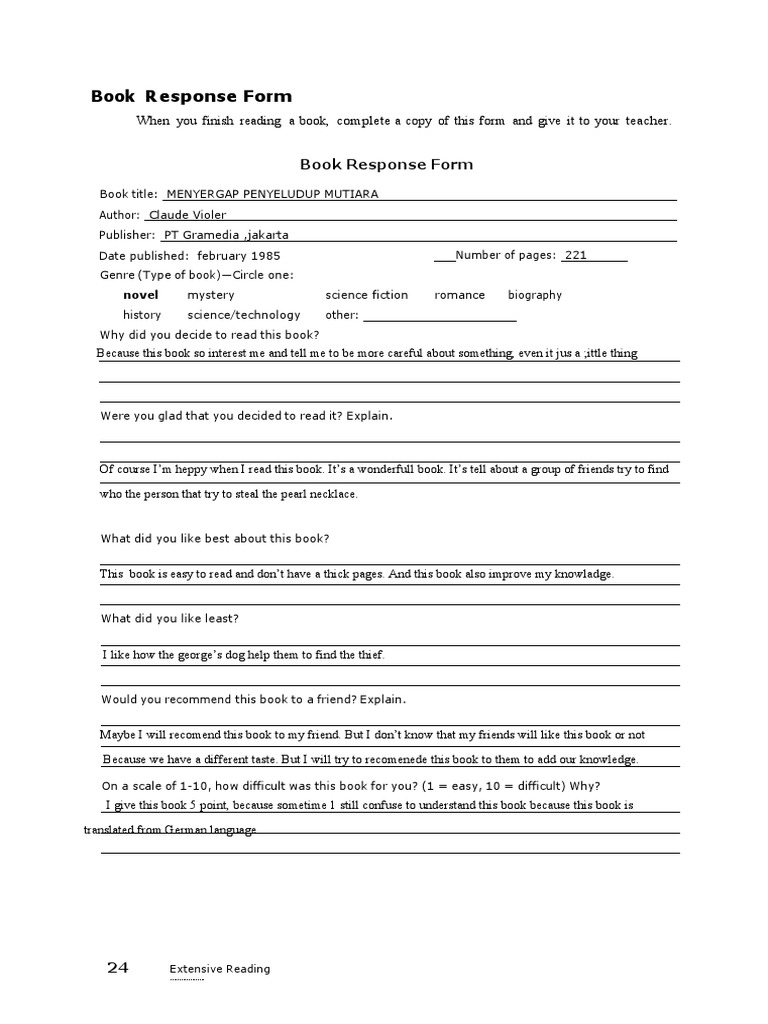 Book Response | PDF | General Fiction