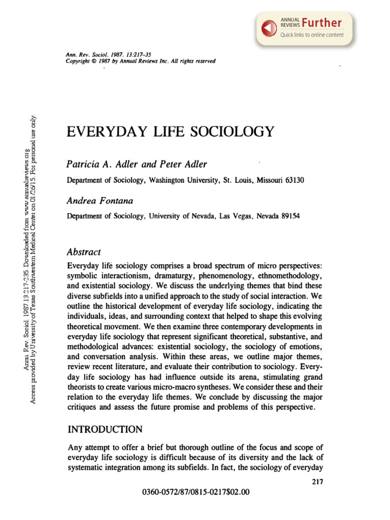Adler and Adler - Everyday Life Sociology | PDF | Sociology | Online ...