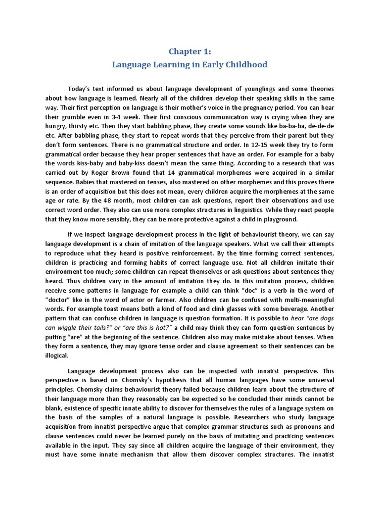 Language Learning In Early Childhood Pdf Language Development