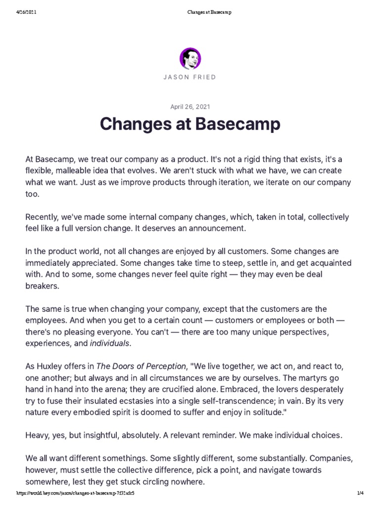 Changes at Basecamp | PDF