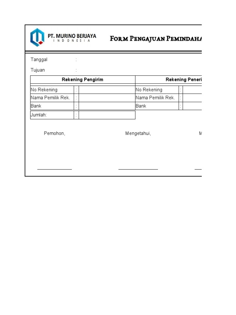 Formulir Pemindahan Dana Perusahaan | PDF