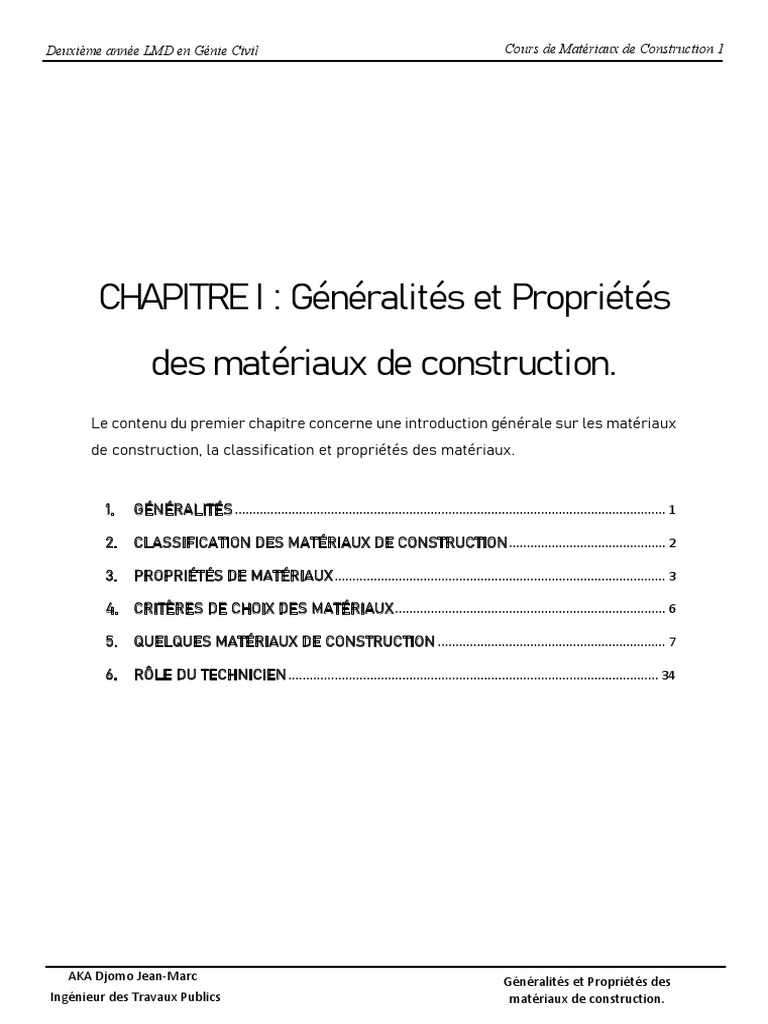 Généralités sur les matériaux de construction | PDF | Chaux | Béton