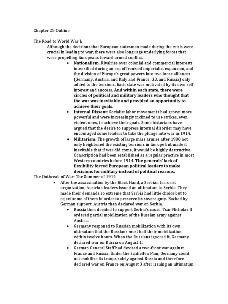 Chapter 25 Outline-APEH | PDF | World War I | Total War