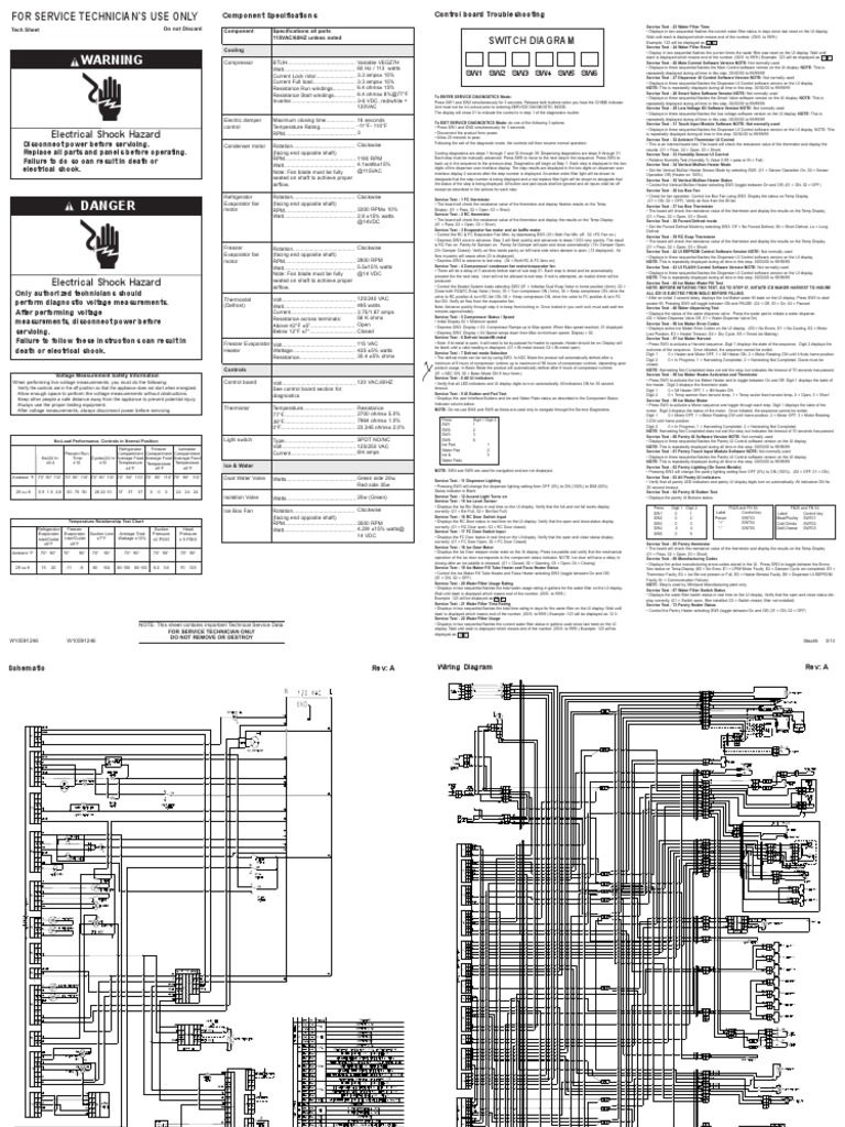Tech Sheet - W10591246 - Rev A | PDF | Refrigerator | Home Appliance