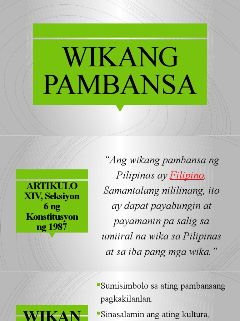 Wikang Pambansa | PDF