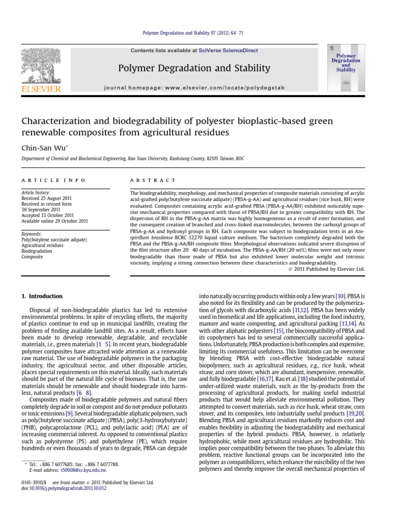 Polymer Degradation and Stability: Chin-San Wu | PDF | Composite ...