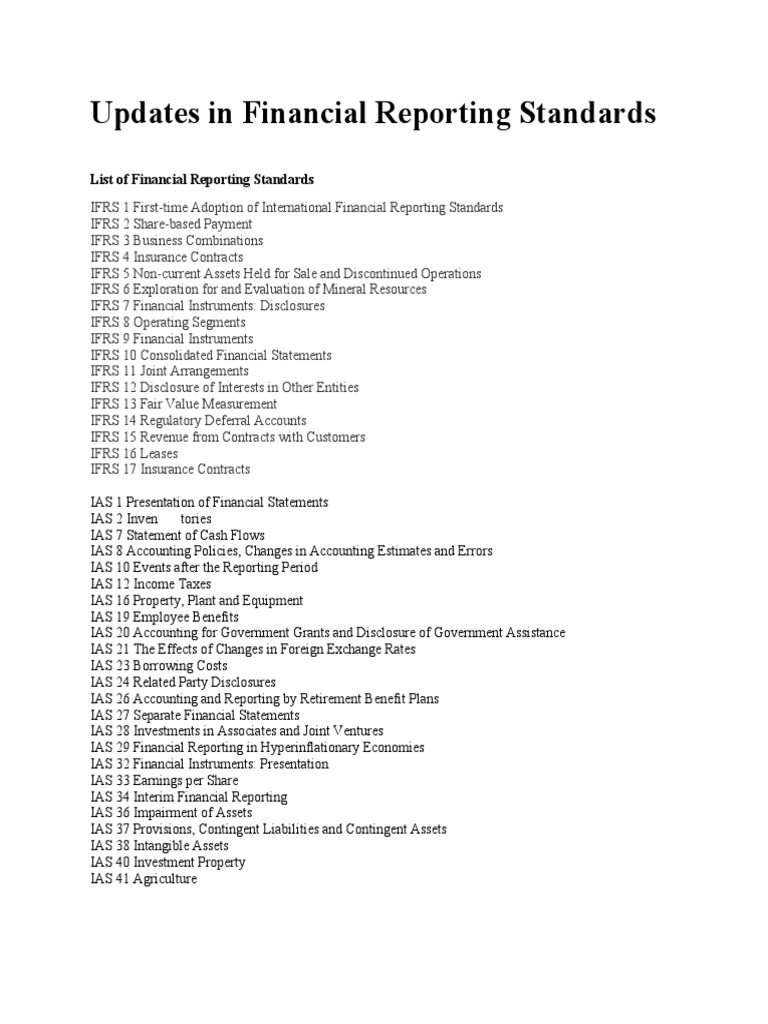 Financial Reporting Standards Updates | PDF | International Financial ...